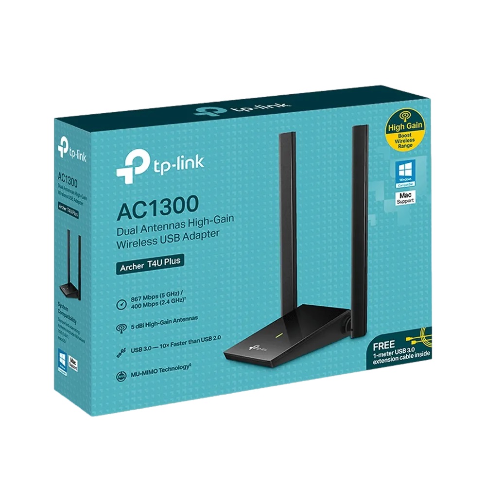 כרטיס רשת אלחוטי - TP-Link Archer T4U Plus AC1300 High Gain Wireless ...